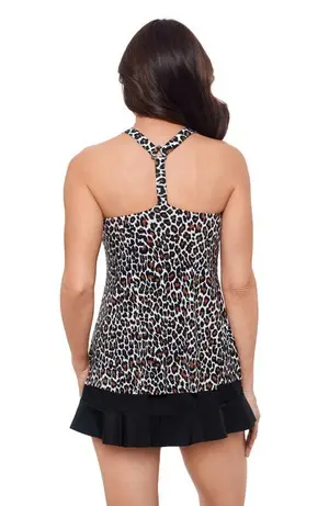 AQUA GREEN Supportive Y-back Tankini Swimsuit Top - Desert Leopard