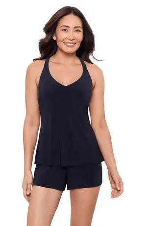 AQUA GREEN Supportive Y-back Tankini Swimsuit Top - True Navy