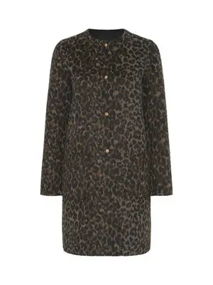 Gerard Darel Matilda Collarless Reversible Coat - Brown