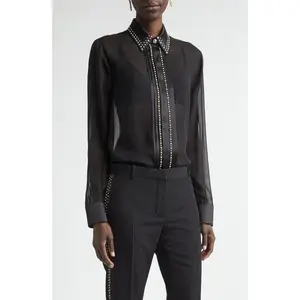 Versace Studded Silk Georgette Button-up Shirt