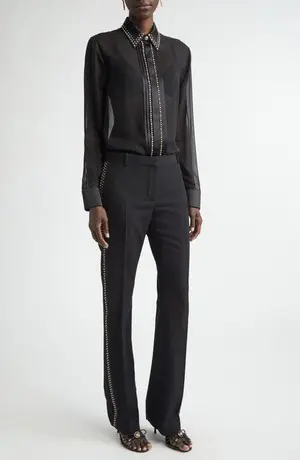 Versace Studded Silk Georgette Button-up Shirt