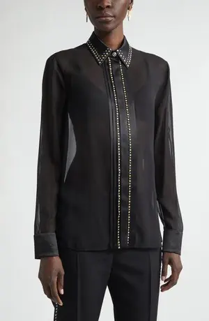 Versace Studded Silk Georgette Button-up Shirt