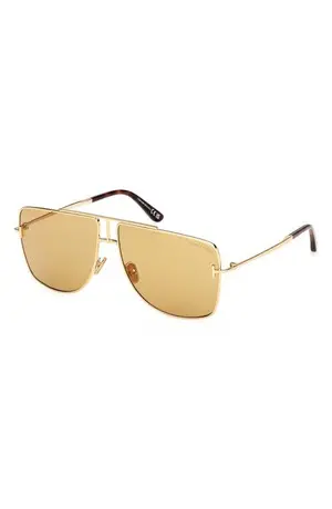 TOM FORD Eliott 59mm Navigator Sunglasses - Yellow Gold/vicuna Lens