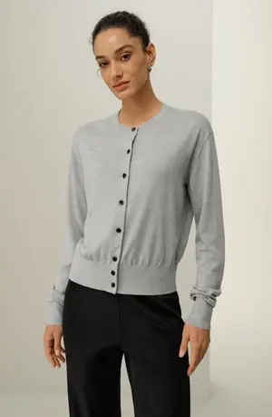 Lilysilk Round-neck Silk Cashmere Cardigan