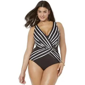 SWIMSUITS FOR ALL Surplice One-piece Swimsuit
