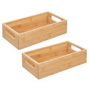 MDESIGN Pantry Organizer Container Bin With Handles, 2 Pack - Natural
