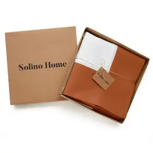 SOLINO HOME Linen Tableclothcontempo - Cinnamon And White