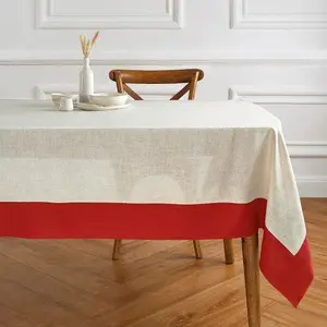 SOLINO HOME Linen Tableclothcontempo Red And Natural