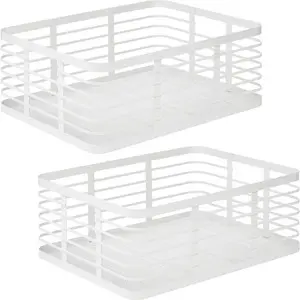 MDESIGN Metal Pantry Basket With Handlesset Of 2 - Matte White