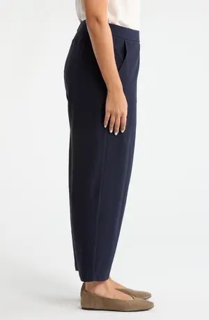 Eileen Fisher High-waisted Ankle Barrel Leg Pants - Ink