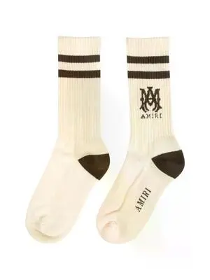 Amiri Logo-embellishment Ankle Socks - Neutrals