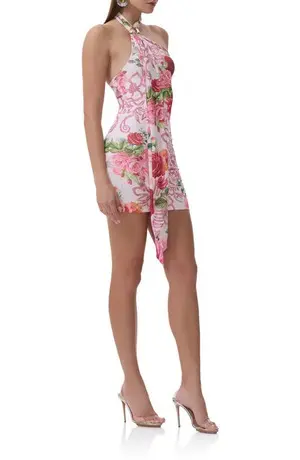 AFRM Brylee Halter Neck Mini Dress - Wing Rose