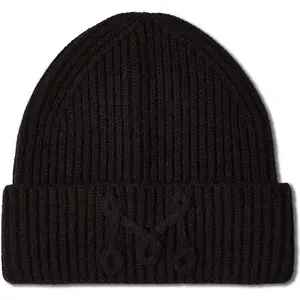 MEMOI Ribbed Yarn-embroidered Beanie - Black