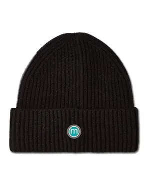 MEMOI Ribbed Yarn-embroidered Beanie - Black