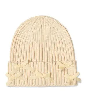 MEMOI All-over Bows Cuffed Beanie - Ivory