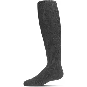 MEMOI Ribbed Cotton Tights - Dark Gray Heather
