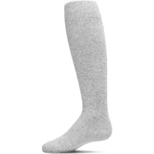 MEMOI Ribbed Cotton Tights - Lt Gray Heather