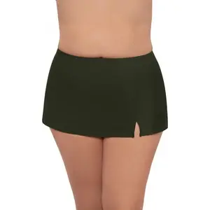 AQUA GREEN Skirted Swimsuit Bottom With Side Slit - Malachite