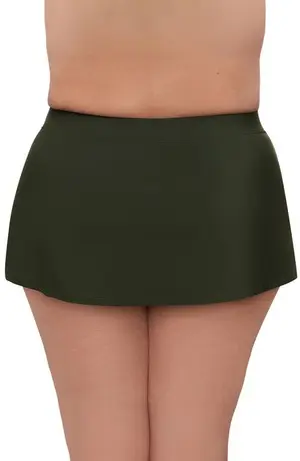 AQUA GREEN Skirted Swimsuit Bottom With Side Slit - Malachite