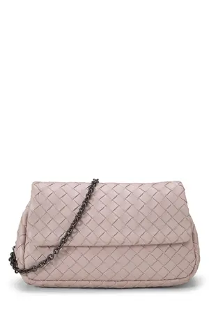 Bottega Veneta Intrecciato Leather Flap Crossbody Bag - Pink