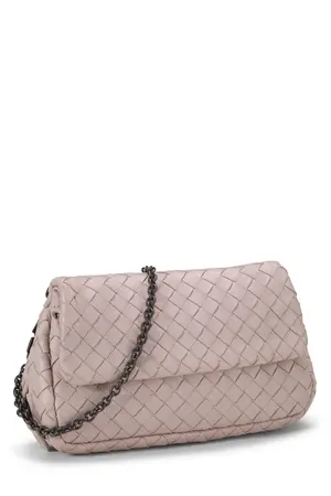 Bottega Veneta Intrecciato Leather Flap Crossbody Bag - Pink
