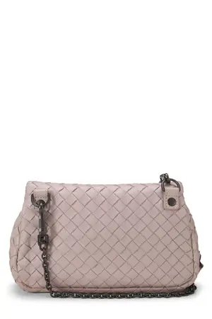 Bottega Veneta Intrecciato Leather Flap Crossbody Bag - Pink
