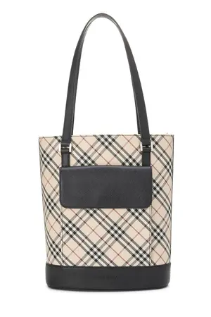 Burberry Jacquard Check Pocket Bucket Tote - Black