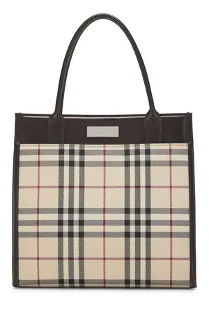 Burberry House Check Jacquard Shopping Handbag - Brown