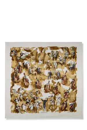 Hermès Multicolor 'concerto' Silk Scarf 90 - White