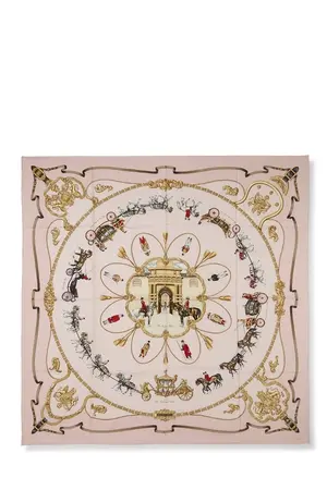 Hermès Pink & Multicolor 'the Royal Mews' Silk Scarf 90 Pink