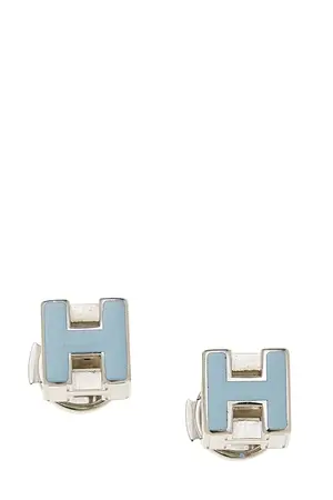 Hermès Cage D'H Stud Earrings Silver