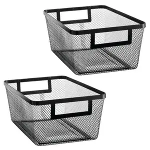 MDESIGN Metal Mesh Pantry Basket With Handlesset Of 2matte - Black