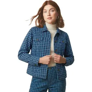 JESSICA LONDON Classic Cotton Denim Jacket - Denim Houndstooth