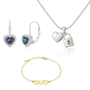 DONATELLO GIAN Earrings, Necklace, And Bracelet Jewelry Set - Silver