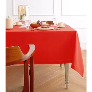 SOLINO HOME Cotton Hemstitch Tablecloth - Poppy Red