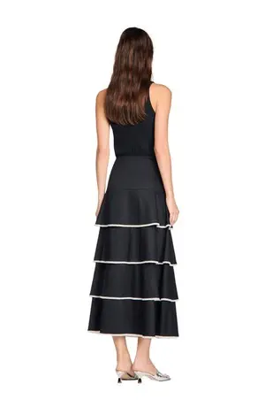 Sandro Long Ruffled Rhinestone Skirt