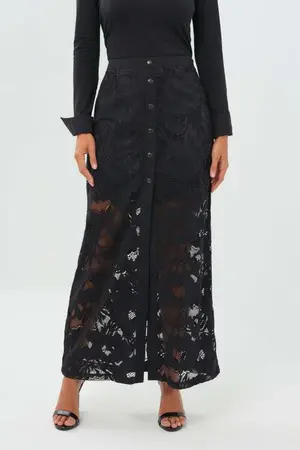 Anatomie Ariel Ultralight & Lace Maxi Skirt - Black
