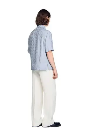 Sandro Square Cross Loose-fit Shirt - Blue