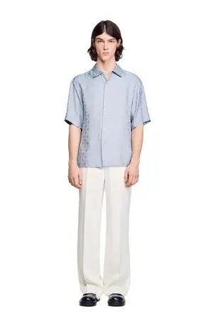 Sandro Square Cross Loose-fit Shirt - Blue
