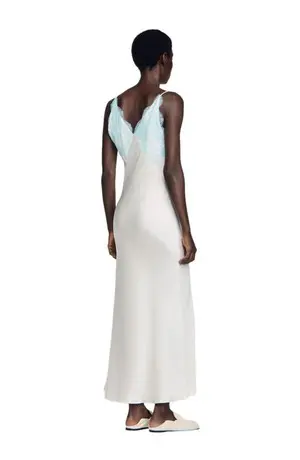 Sandro Lingerie-style Maxi Dress With Lace Details - Ecru