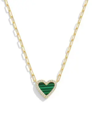 MINT & LILY Heart Paperclip Necklace - Malachite