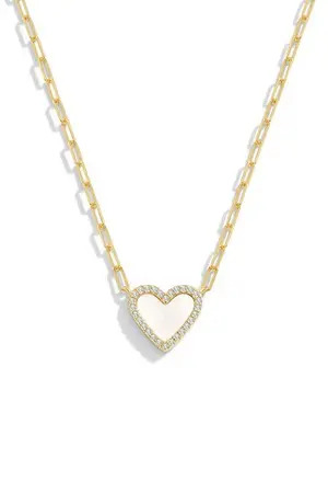 MINT & LILY Heart Paperclip Necklace - Mother Of Pearl