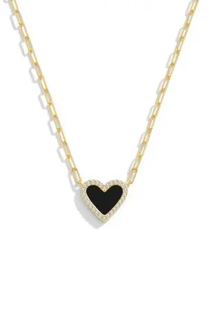 MINT & LILY Heart Paperclip Necklace - Onyx
