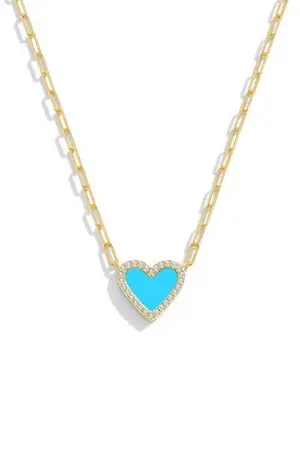 MINT & LILY Heart Paperclip Necklace - Turquoise