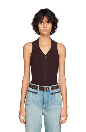 Sandro Suede Belt With Metal Rivets