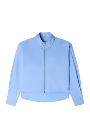 Sandro Cropped Cotton Shirt With Logo And Zip
