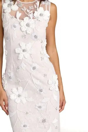 Mac Duggal Sleeveless Embellished Lace Column Gown