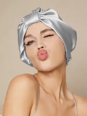 SILKSILKY Mulberry Silk Sleep Bonnet - Silver