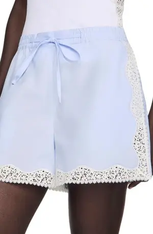Sandro Lace Trim Hotpants - Sky Blue