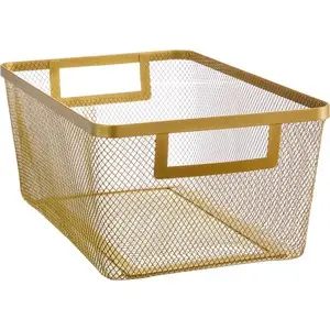 MDESIGN Metal Mesh Pantry Basket With Handlesset Of 2 - Soft Brass